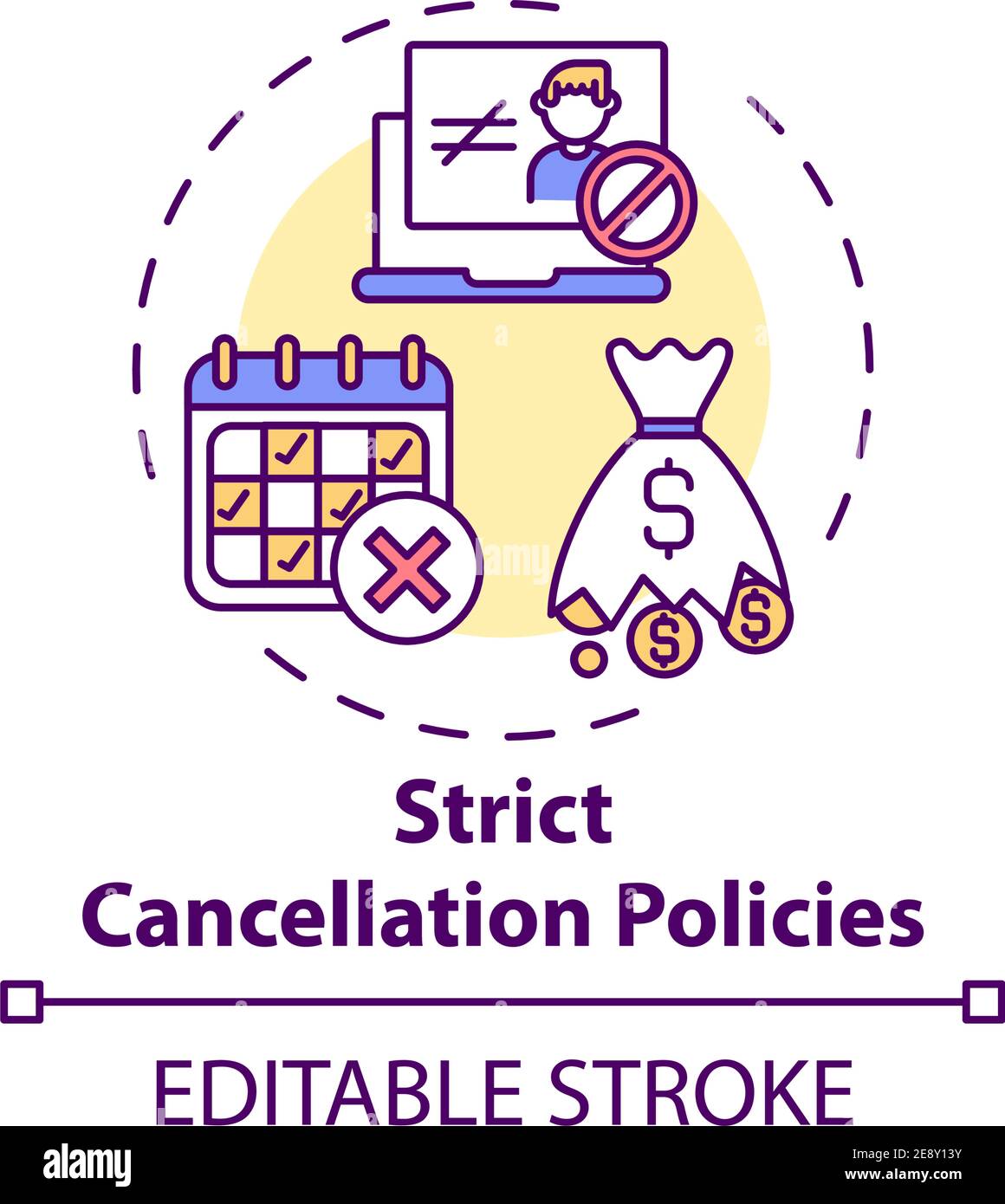 Strict cancellation policies concept icon Stock Vector Image & Art - Alamy