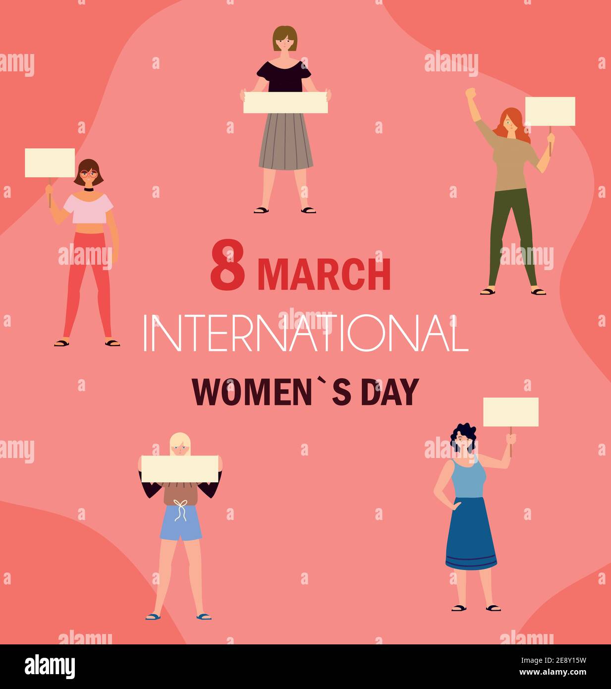 international womens day 8 march female group with placards vector ...