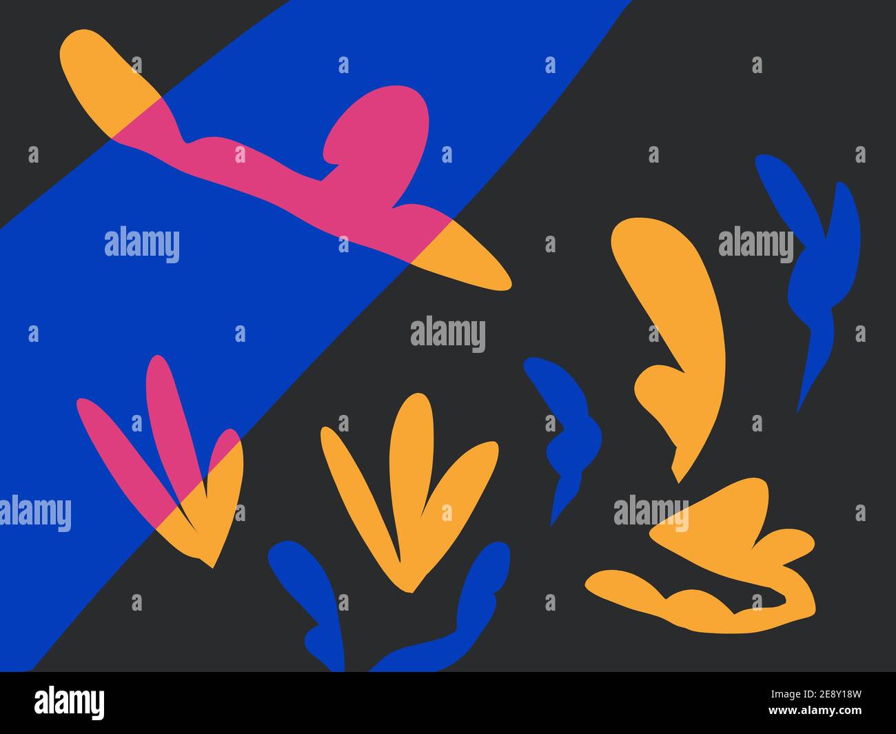 Modern and abstract illustration Flower and plant color painted in ...