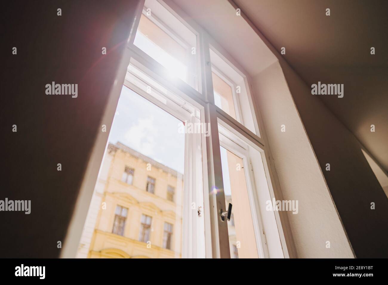 a photo of an old building staircase window Stock Photo - Alamy