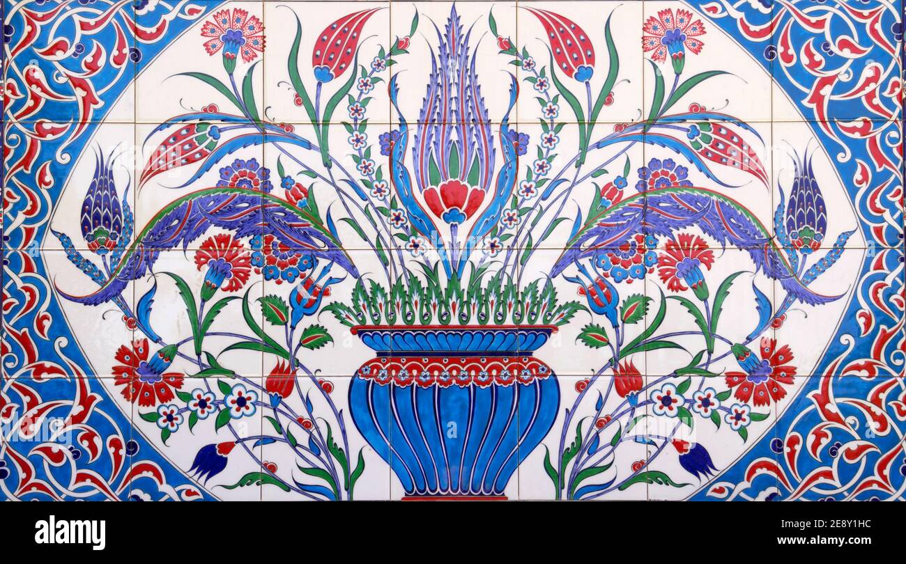 traditional turkish floral ornament on tiles Stock Photo - Alamy