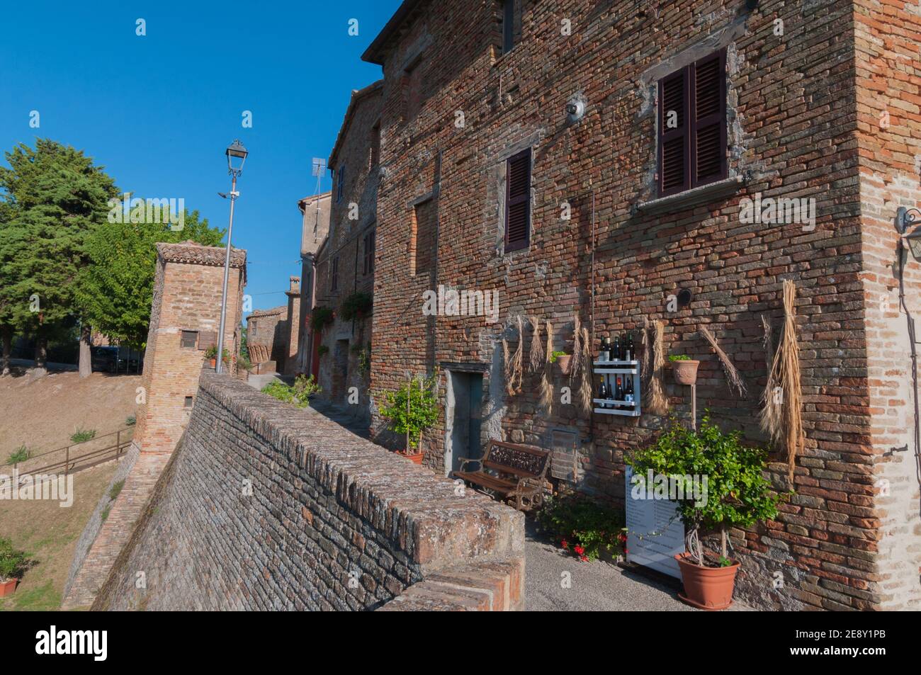 Old brick houses with small windows built with medieval style Stock ...