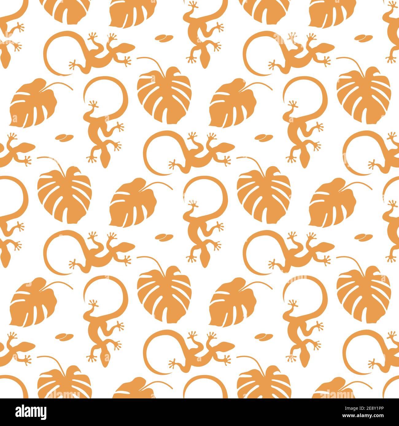 Vector Tropical seamless pattern Illustration Monstera leaves, lizard ...