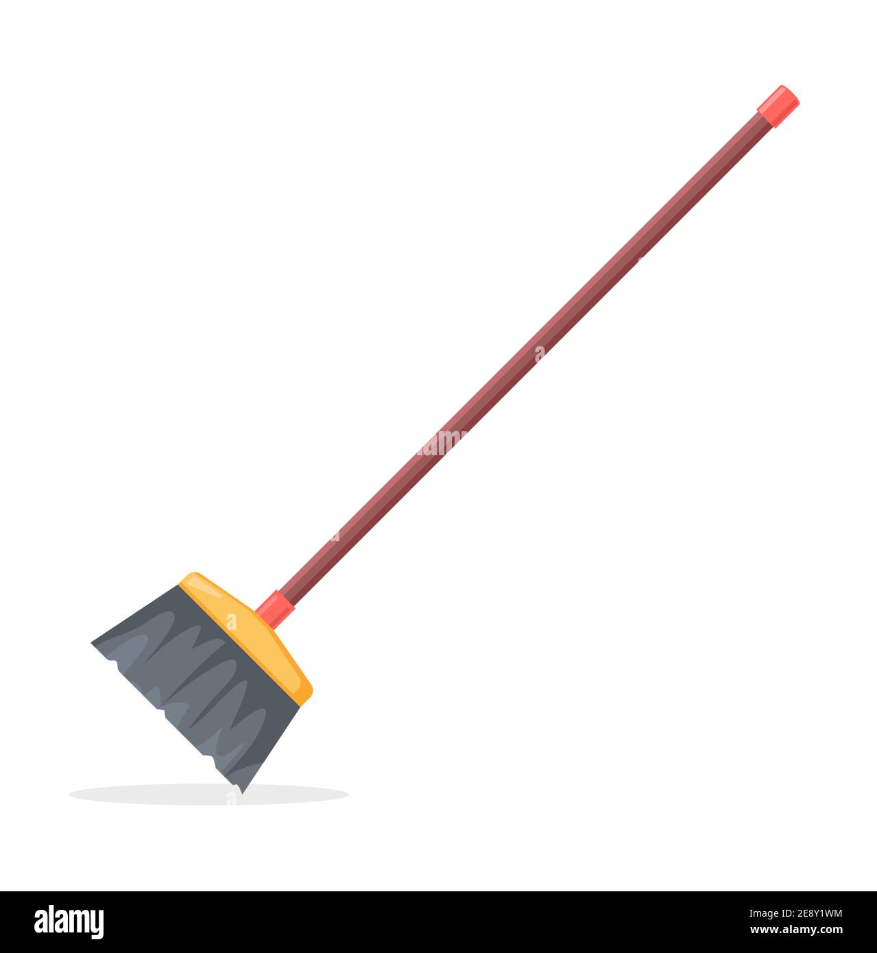 Broom mop sweep cartoon flat icon. Clean tidy dust cleanup vector ...