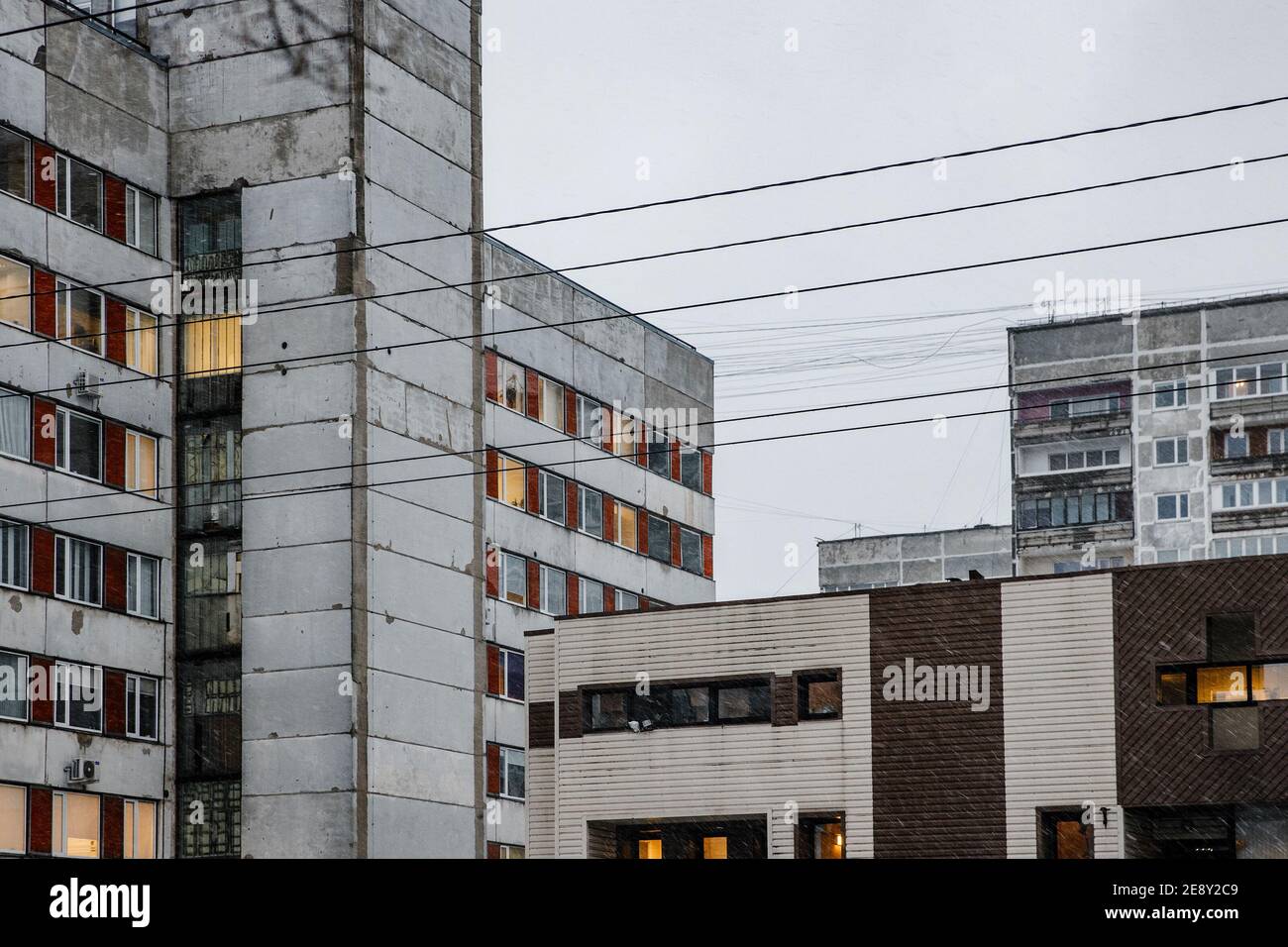 Beautiful shot of residential high-rise buildings with illuminated ...