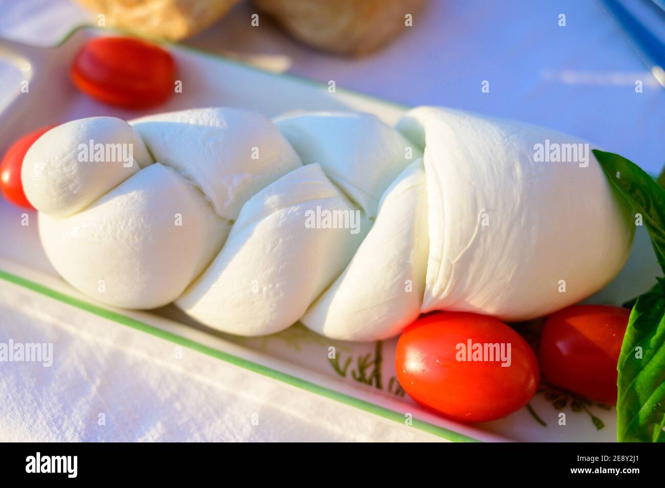 Fresh soft white italian cheese braid mozzarella buffalo made from ...