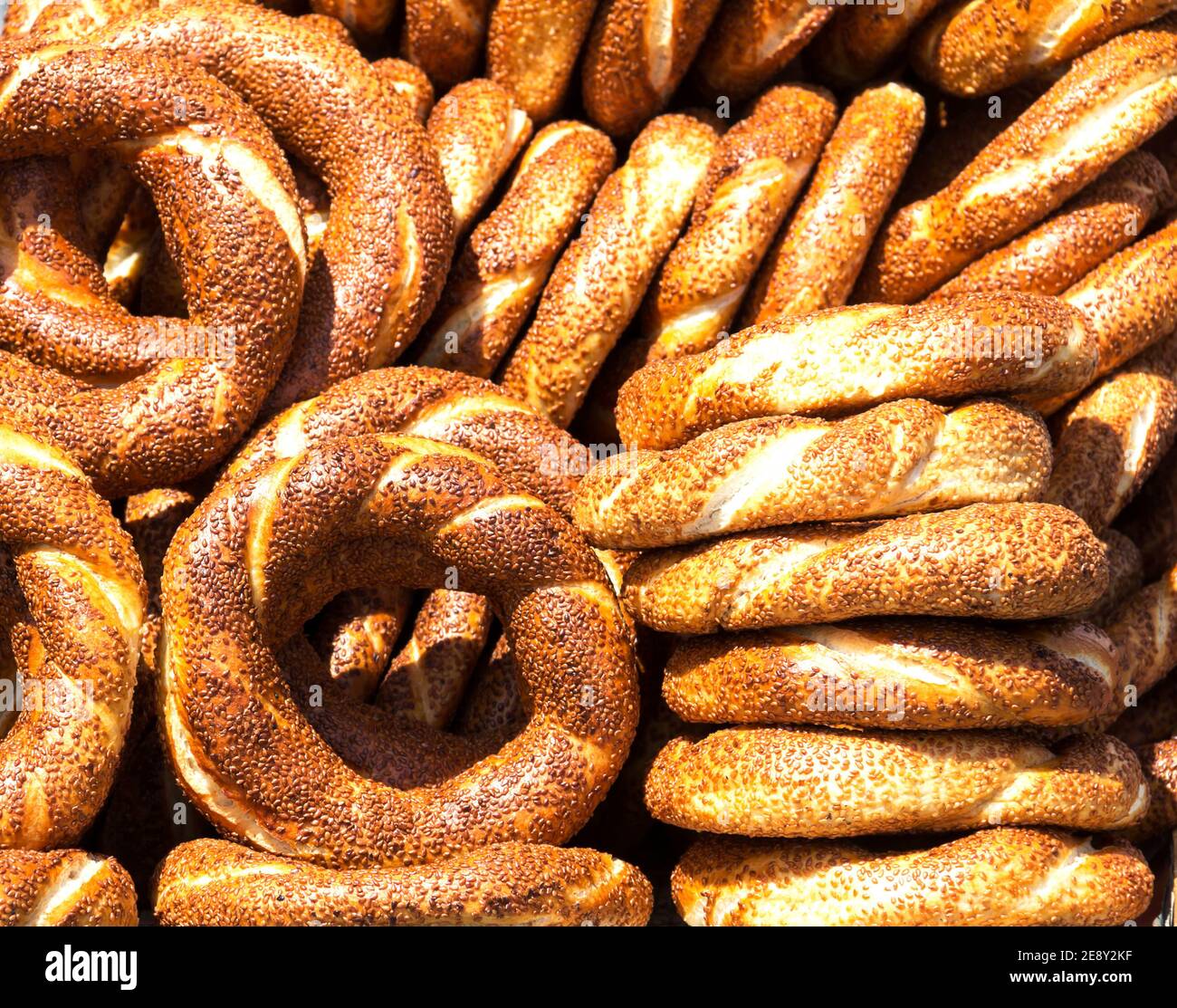 pile of Turkish Bagels - Simit Stock Photo - Alamy