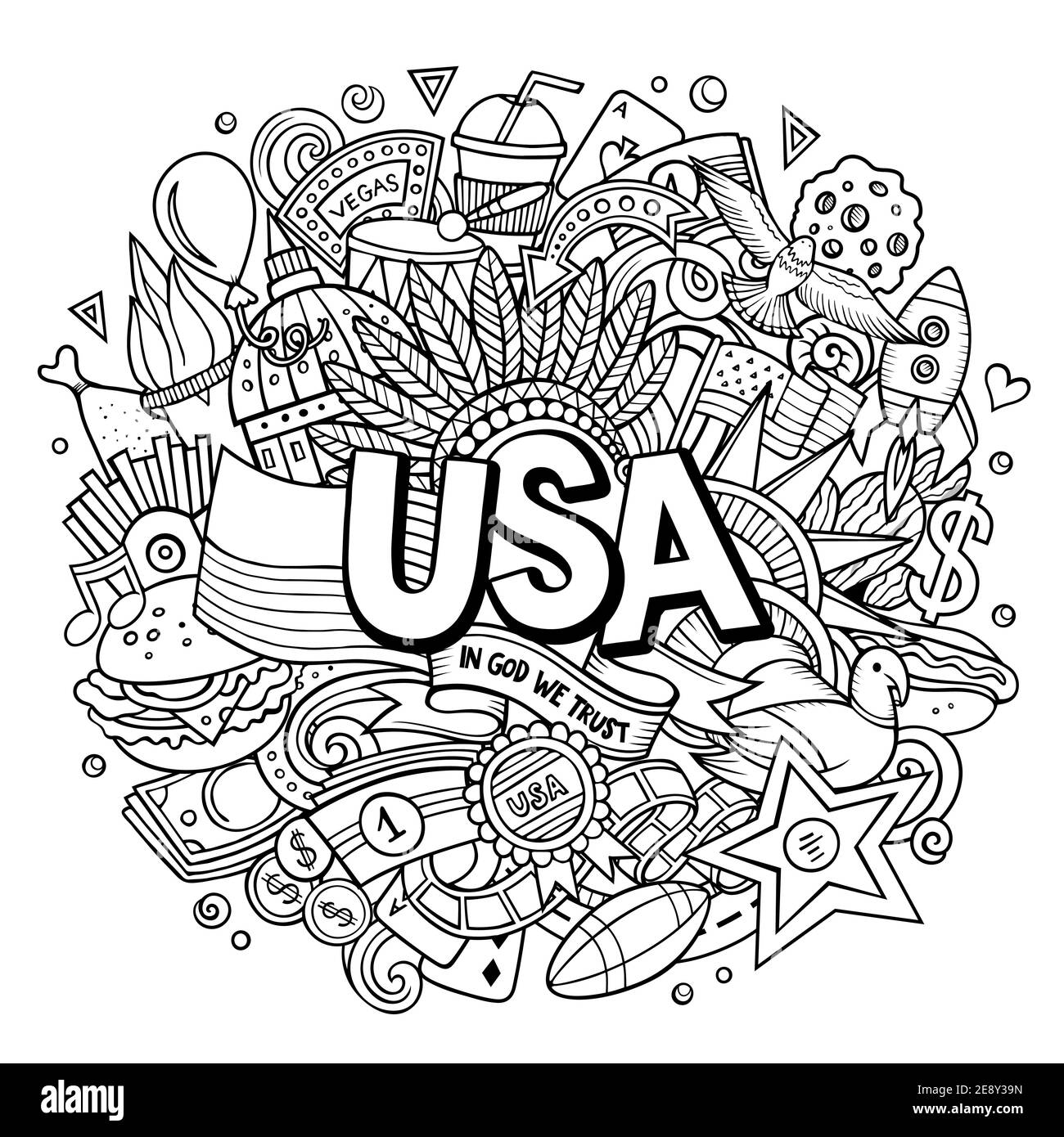 USA hand drawn cartoon doodle illustration Stock Vector Image & Art - Alamy