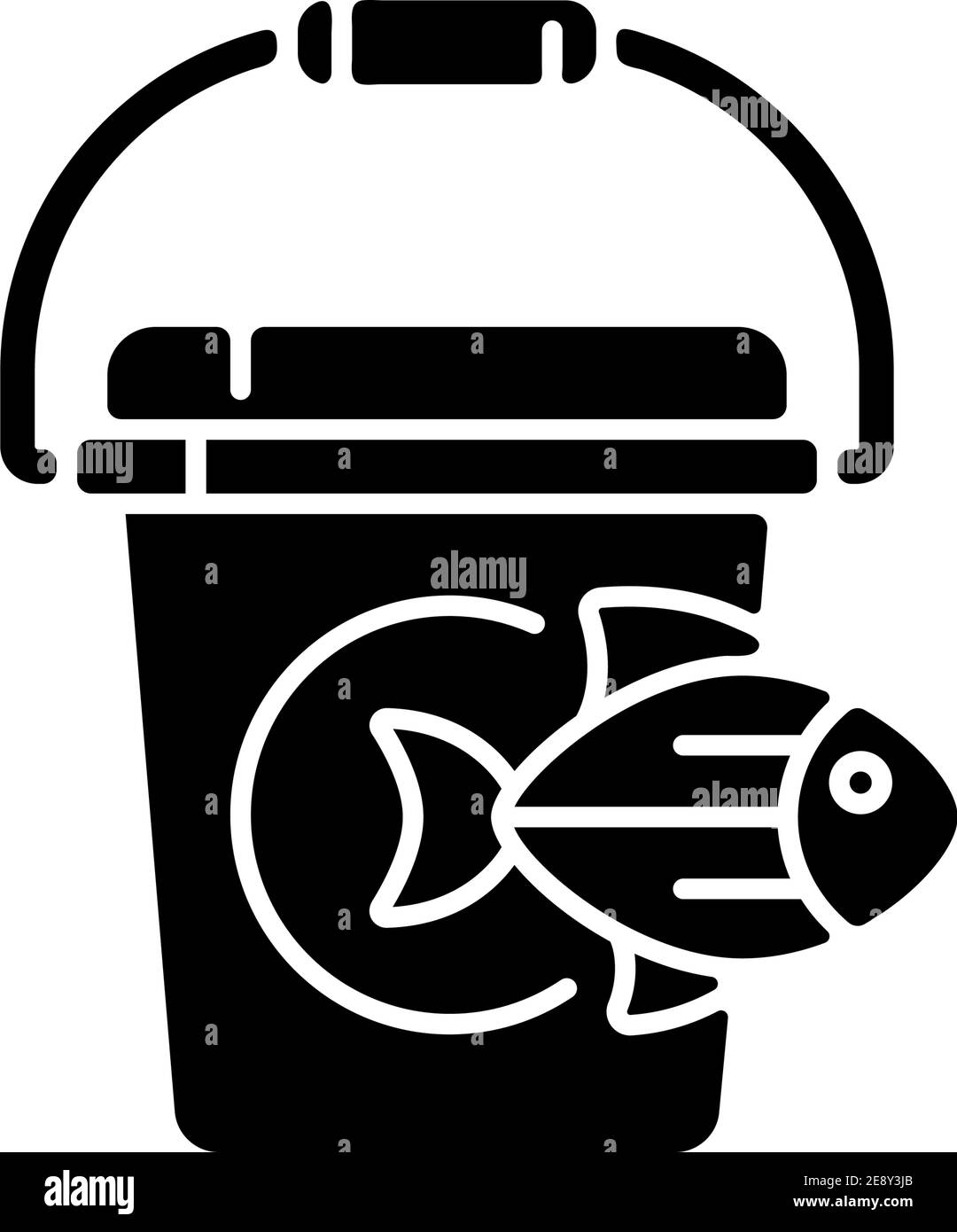 Fishing bucket black glyph icon Stock Vector Image & Art - Alamy