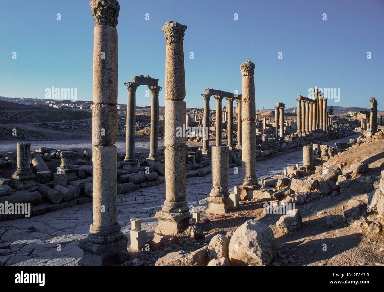 Roman columns and ruins main street Jerash Jordan Stock Photo - Alamy