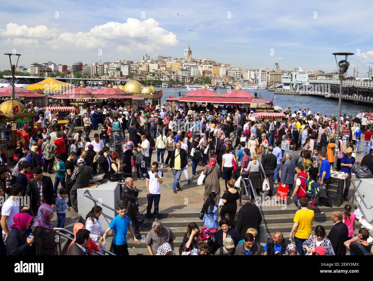 istanbul, Turkey : Crowd of people outside in Eminonu Square Stock ...
