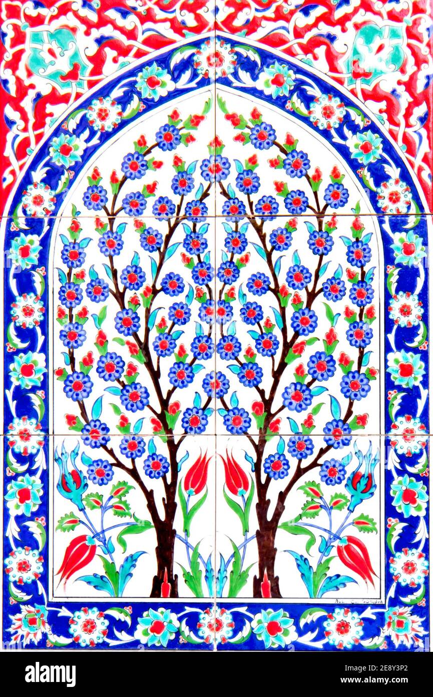 traditional turkish floral ornament on tiles Stock Photo - Alamy
