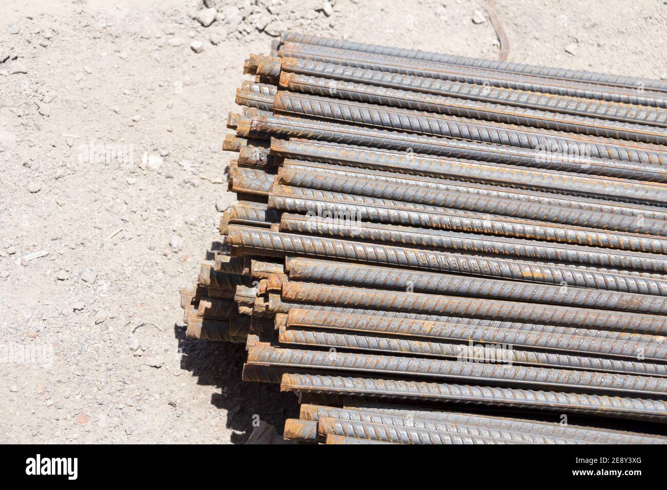 steel bars construction materials, in a construction site Stock Photo ...
