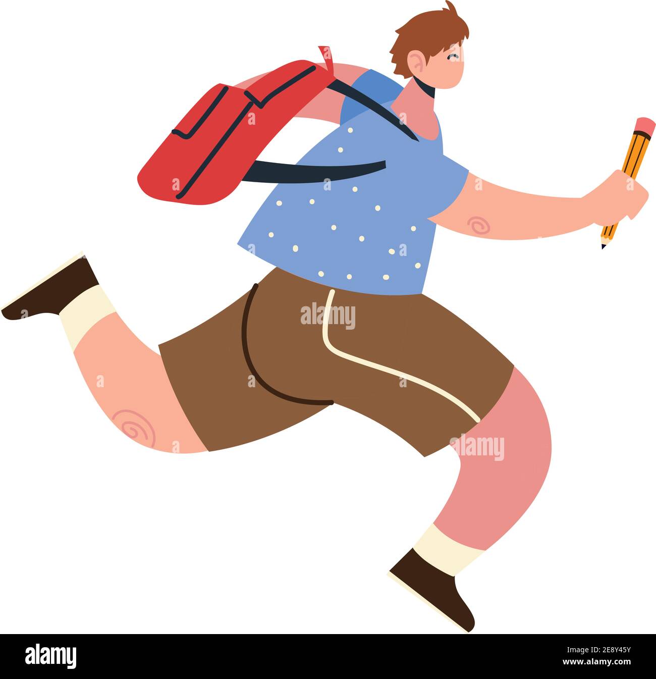 back to school, student running with backpack and pencil vector ...