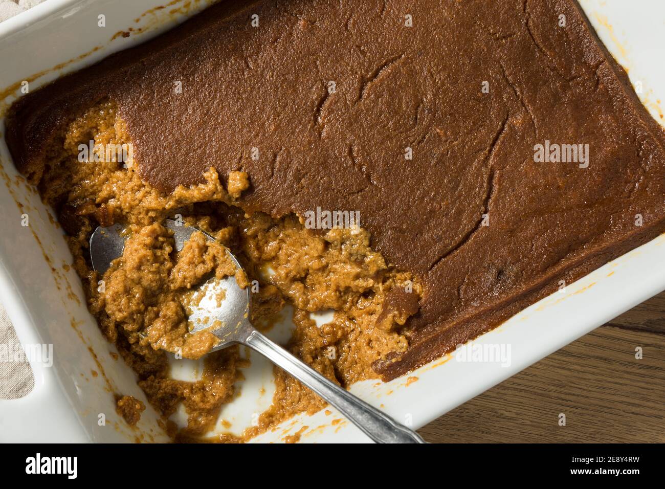 Homemade Cornmeal Indian Bread Pudding with Ice Cream Stock Photo - Alamy