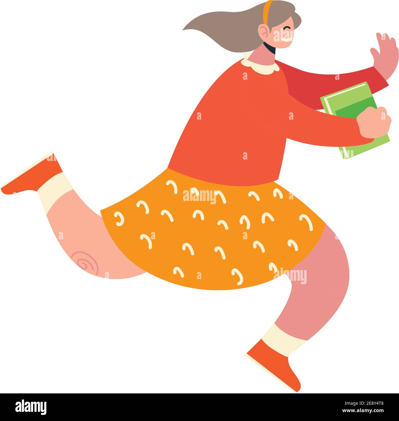 back to school, student running with book vector illustration Stock ...