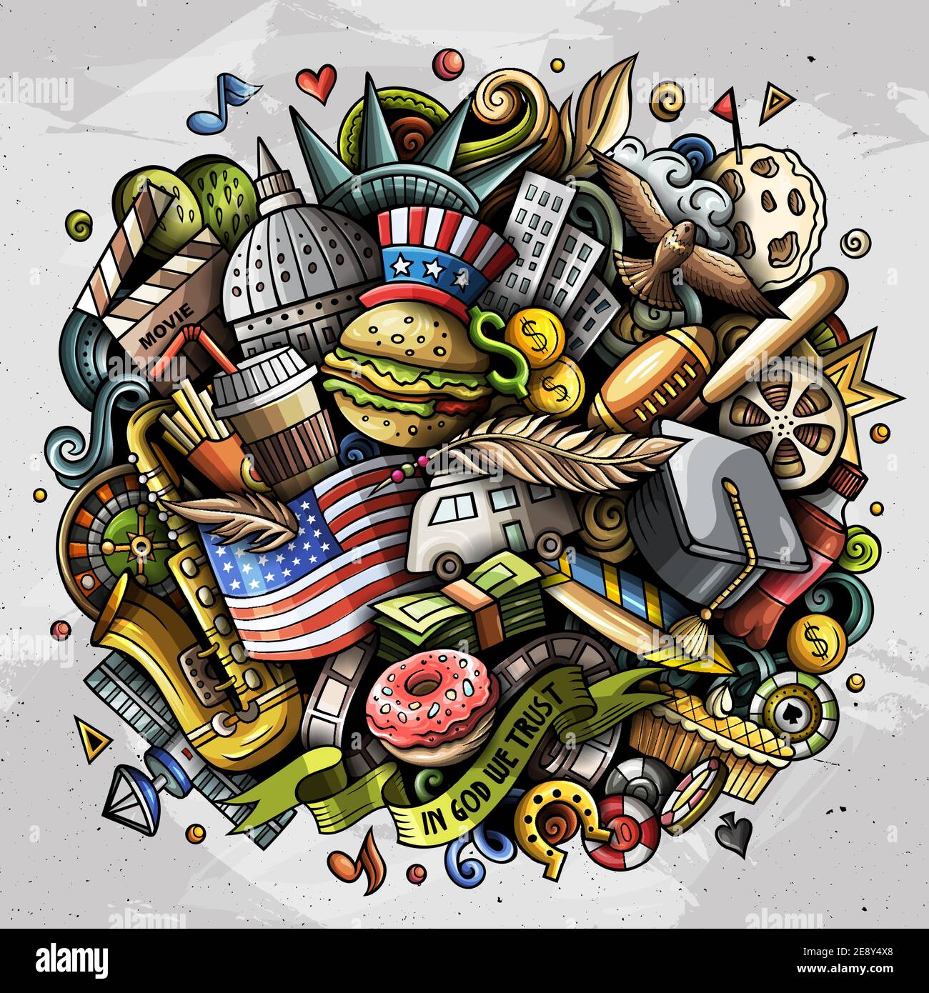 USA hand drawn cartoon doodle illustration Stock Vector Image & Art - Alamy