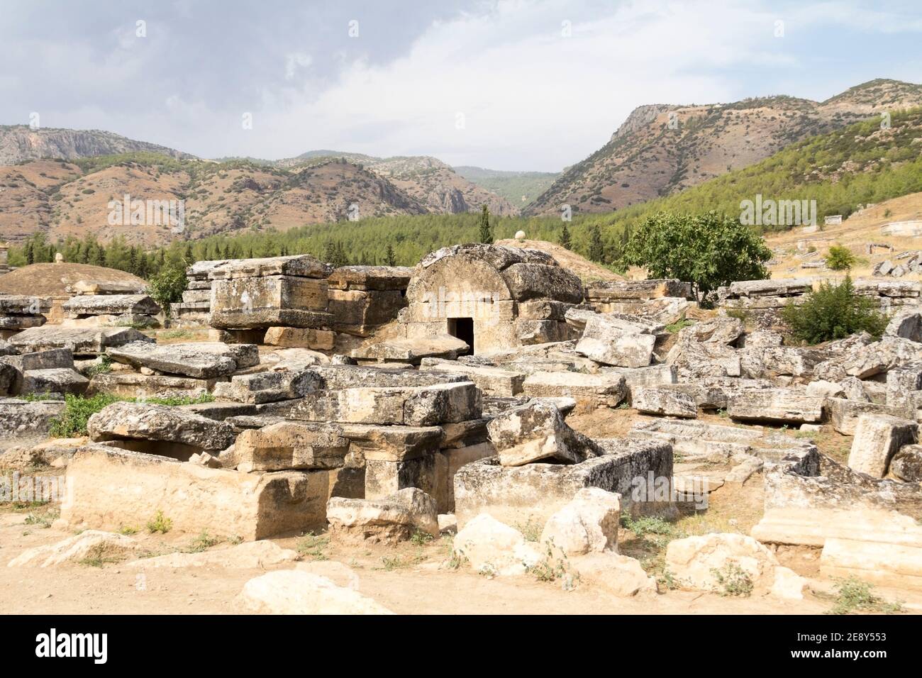 Tombs in northern necropolis of Hierapolis, Denizli, Turkey Stock Photo ...