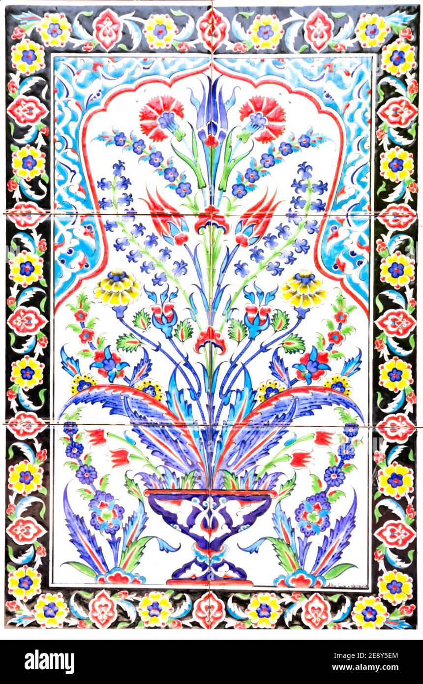 traditional turkish floral ornament on tiles Stock Photo - Alamy