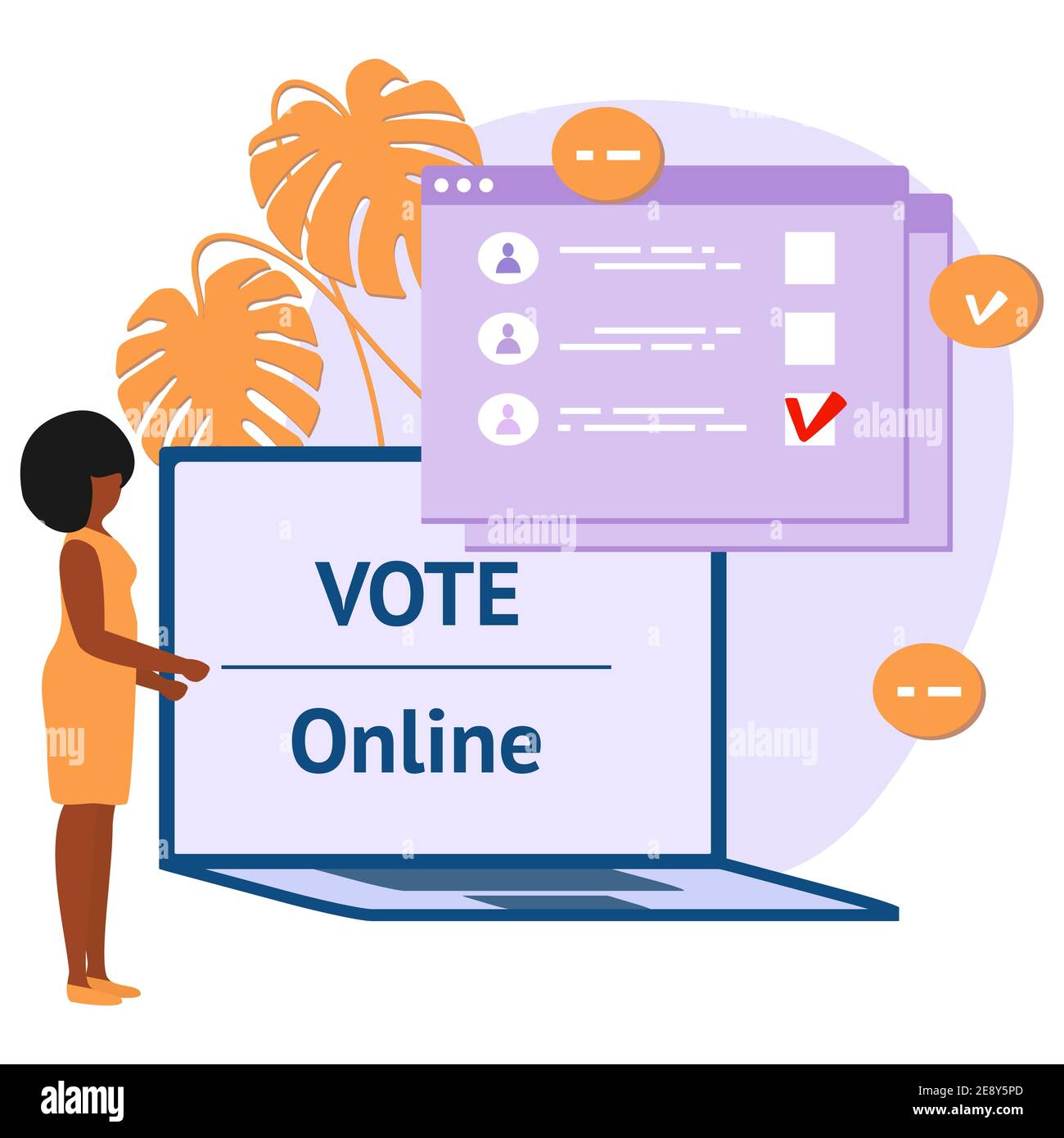 Vector illustration People vote online for candidate on laptop Election ...