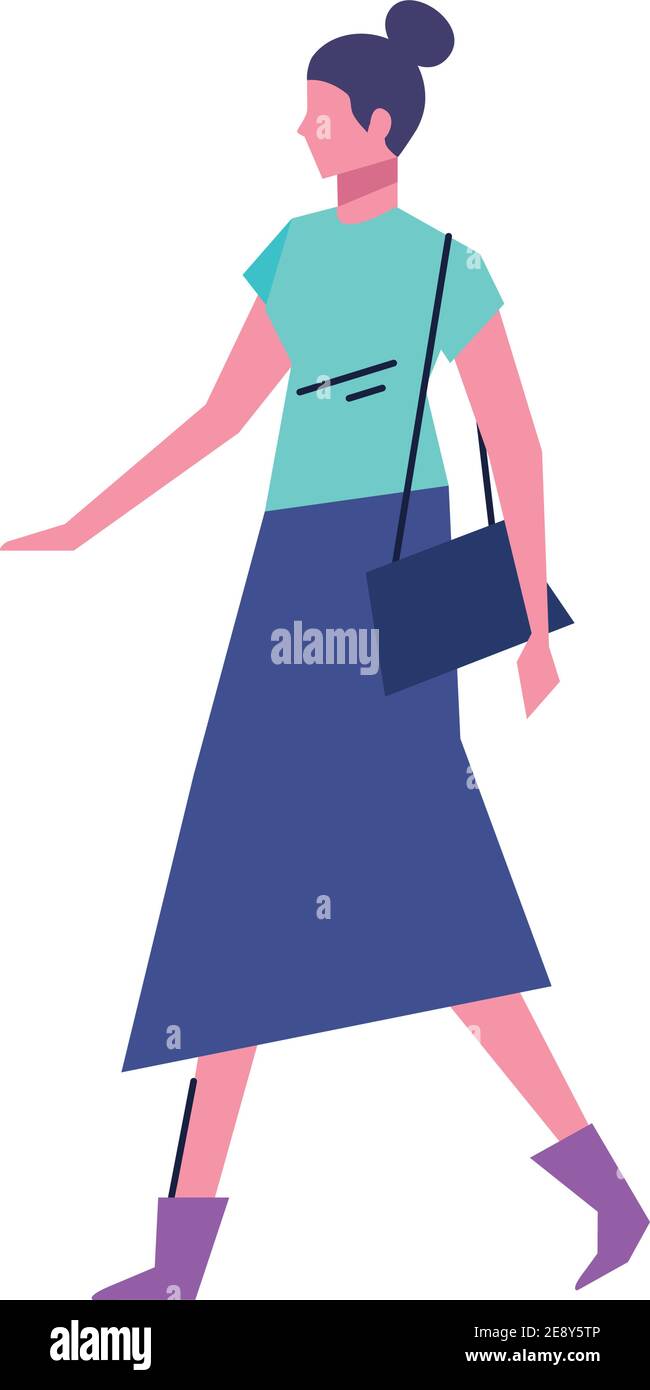 elegant young woman walking character Stock Vector Image & Art - Alamy