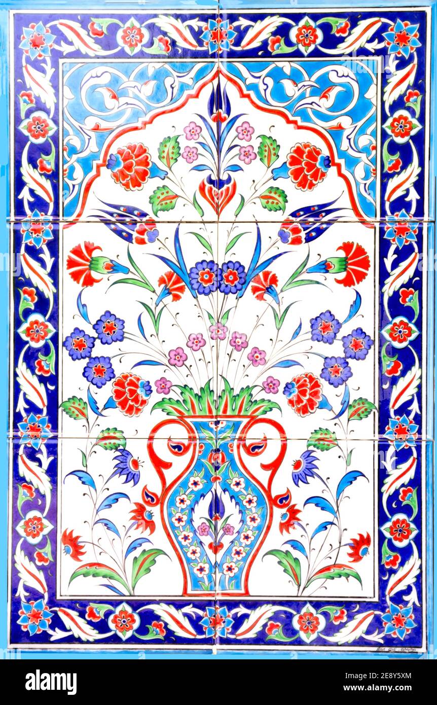 traditional turkish floral ornament on tiles Stock Photo - Alamy
