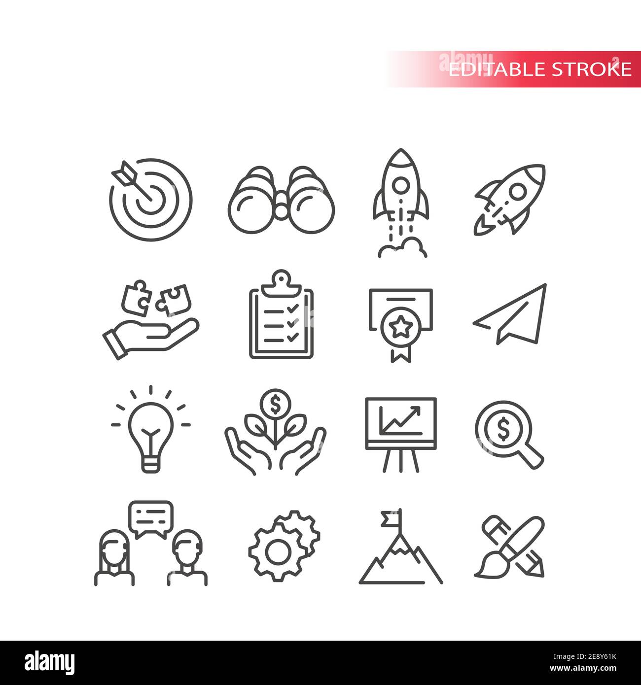 Business startup line vector icon set. Growth, start up development and ...