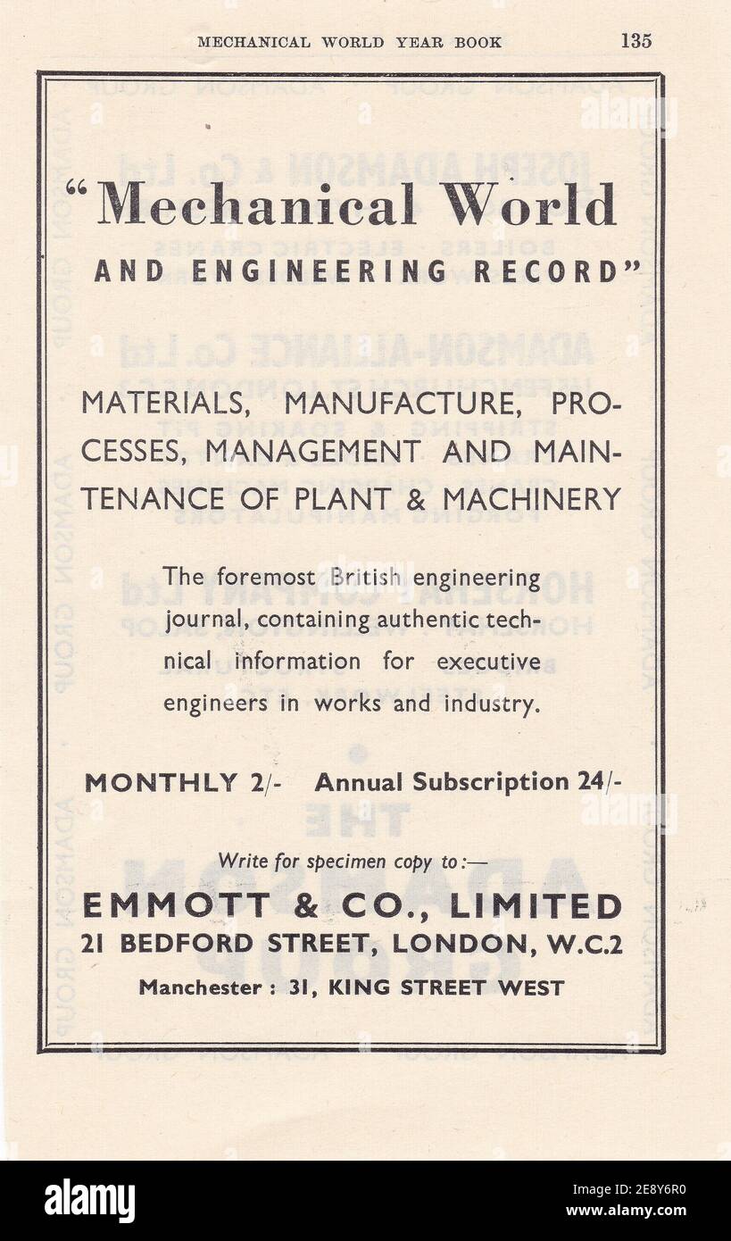 Vintage advert for Emmott & Co. Ltd Stock Photo - Alamy
