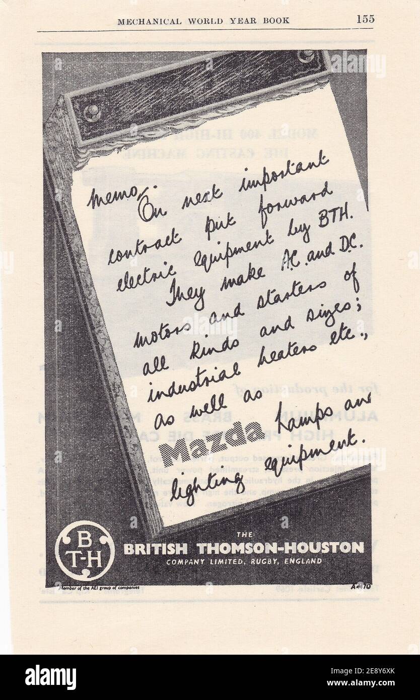 Vintage advert for The British Thomson-Houston Company Limited Stock ...