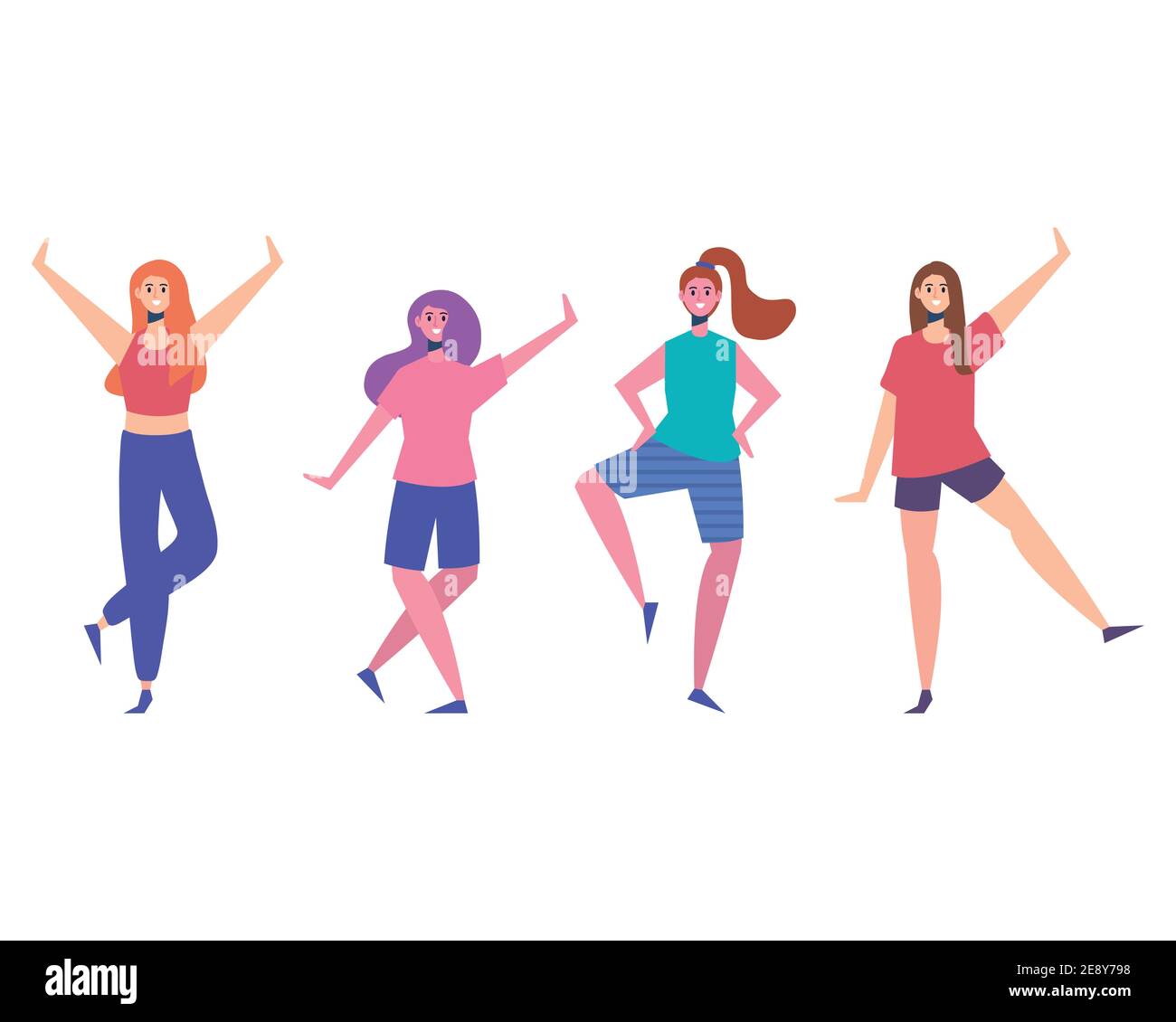 Group Of 4 Women Stock Vector Images - Alamy