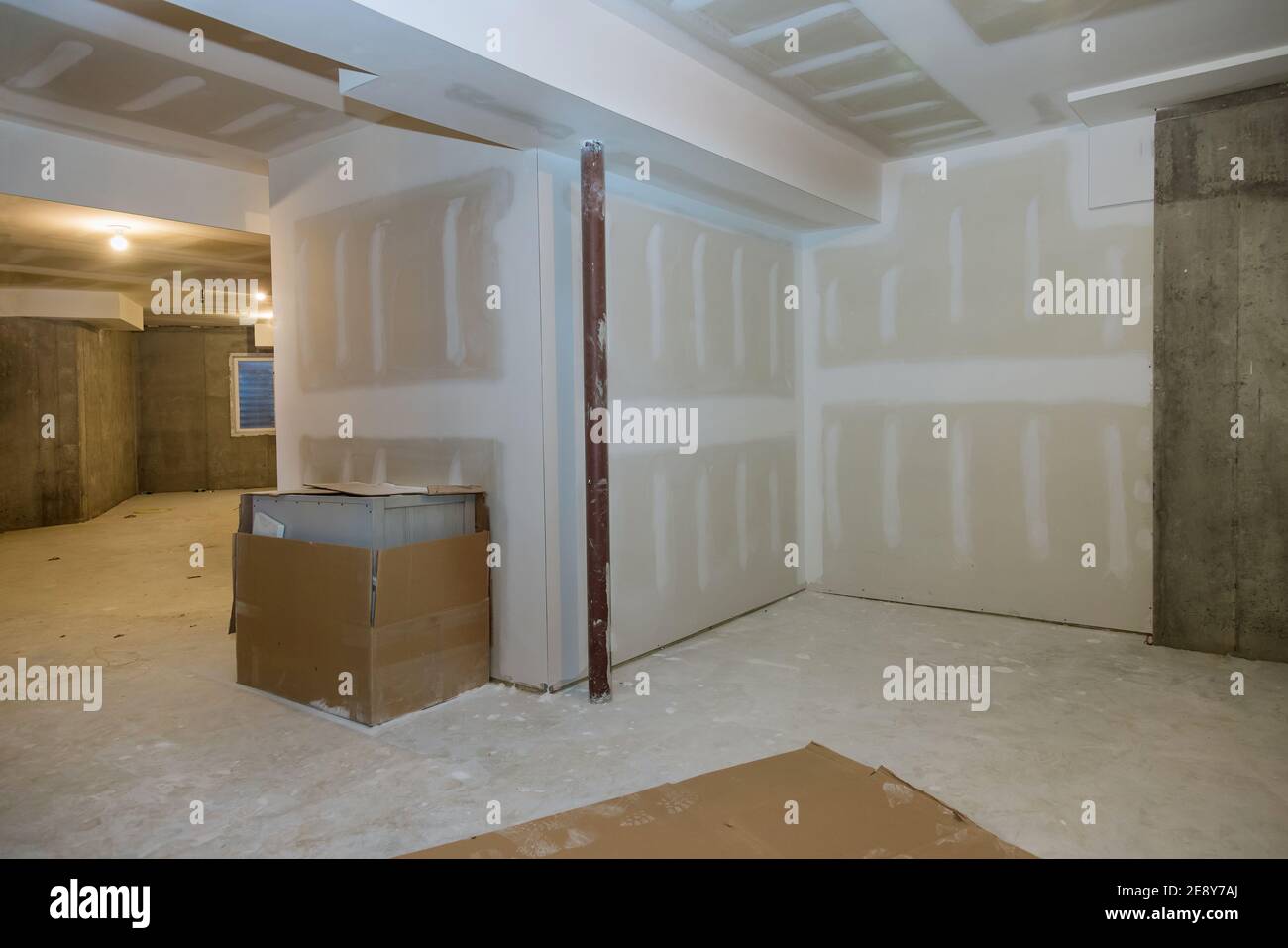 Residential home of unfinished view on concrete and wall construction ...