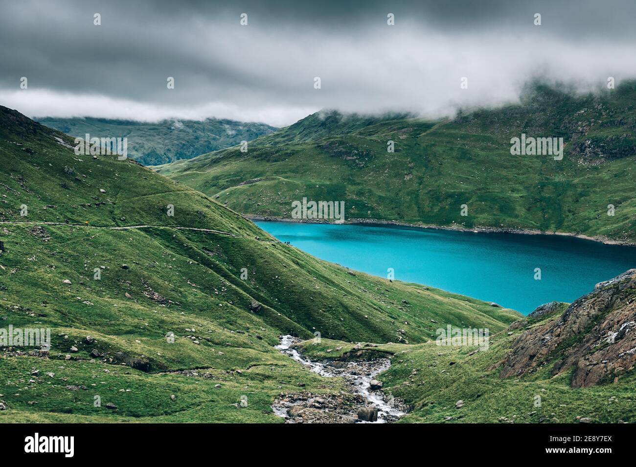 Beautiful landscape panorama of Snowdonia National Park in North Wales ...