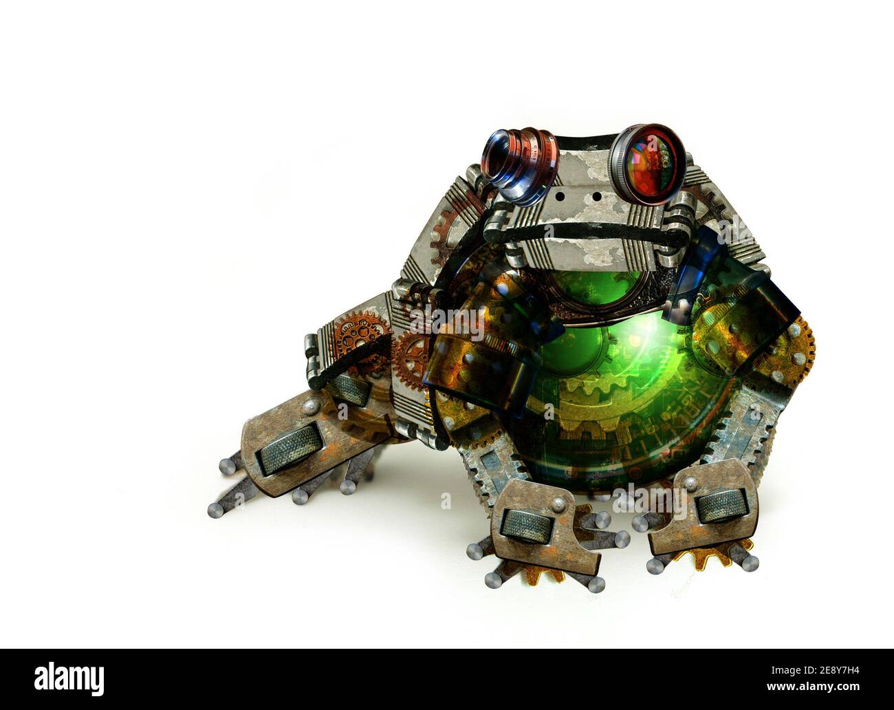 Mechanical frog or toad collage made from gears and electronic parts 3D ...