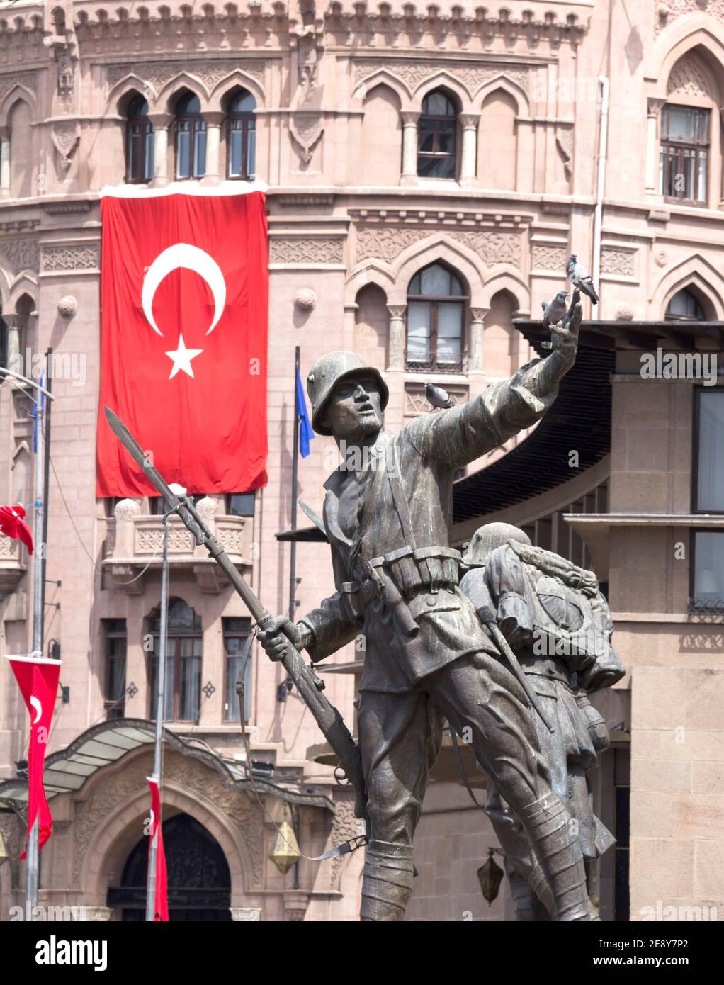 Turkish Soldier statue, Ulus, city center of Ankara Turkey Stock Photo ...