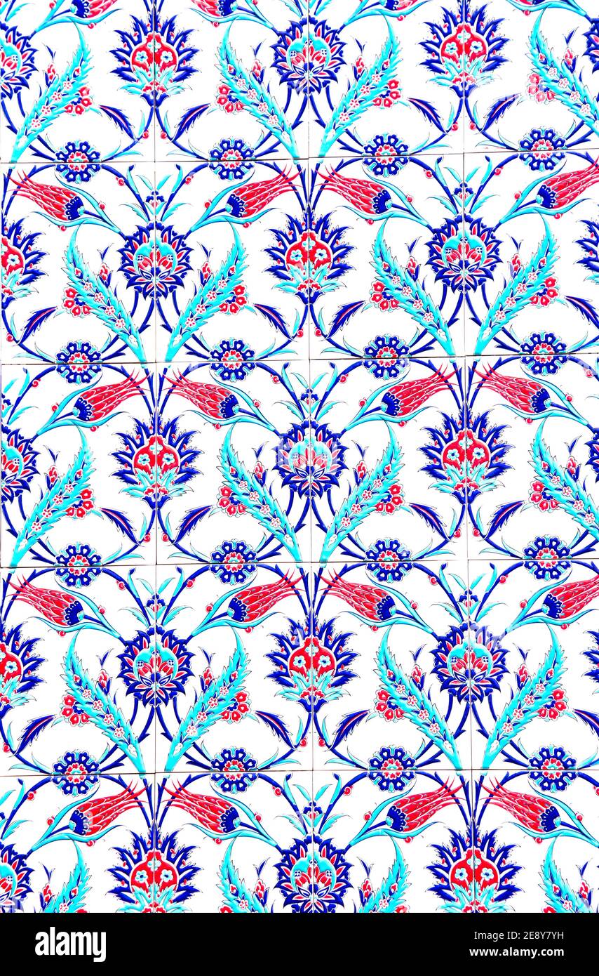 traditional turkish floral ornament on tiles Stock Photo - Alamy