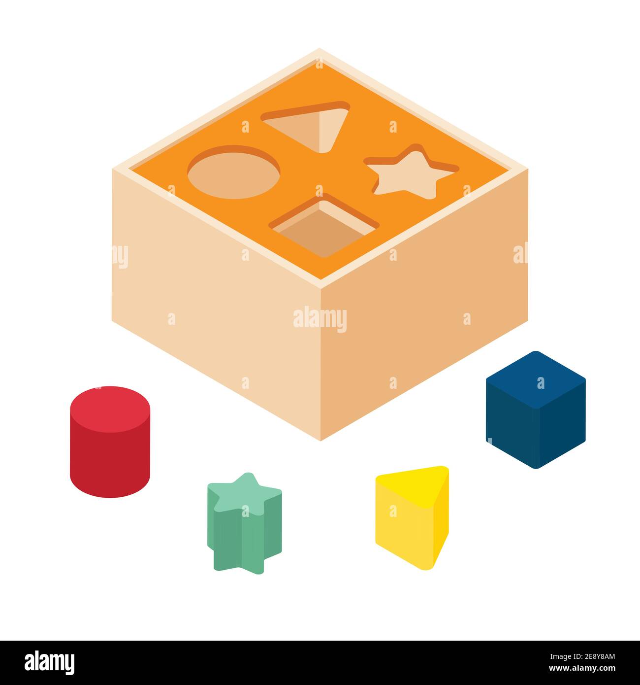 Shape sorter puzzle toy isolated on white isometric view. Vector Stock ...