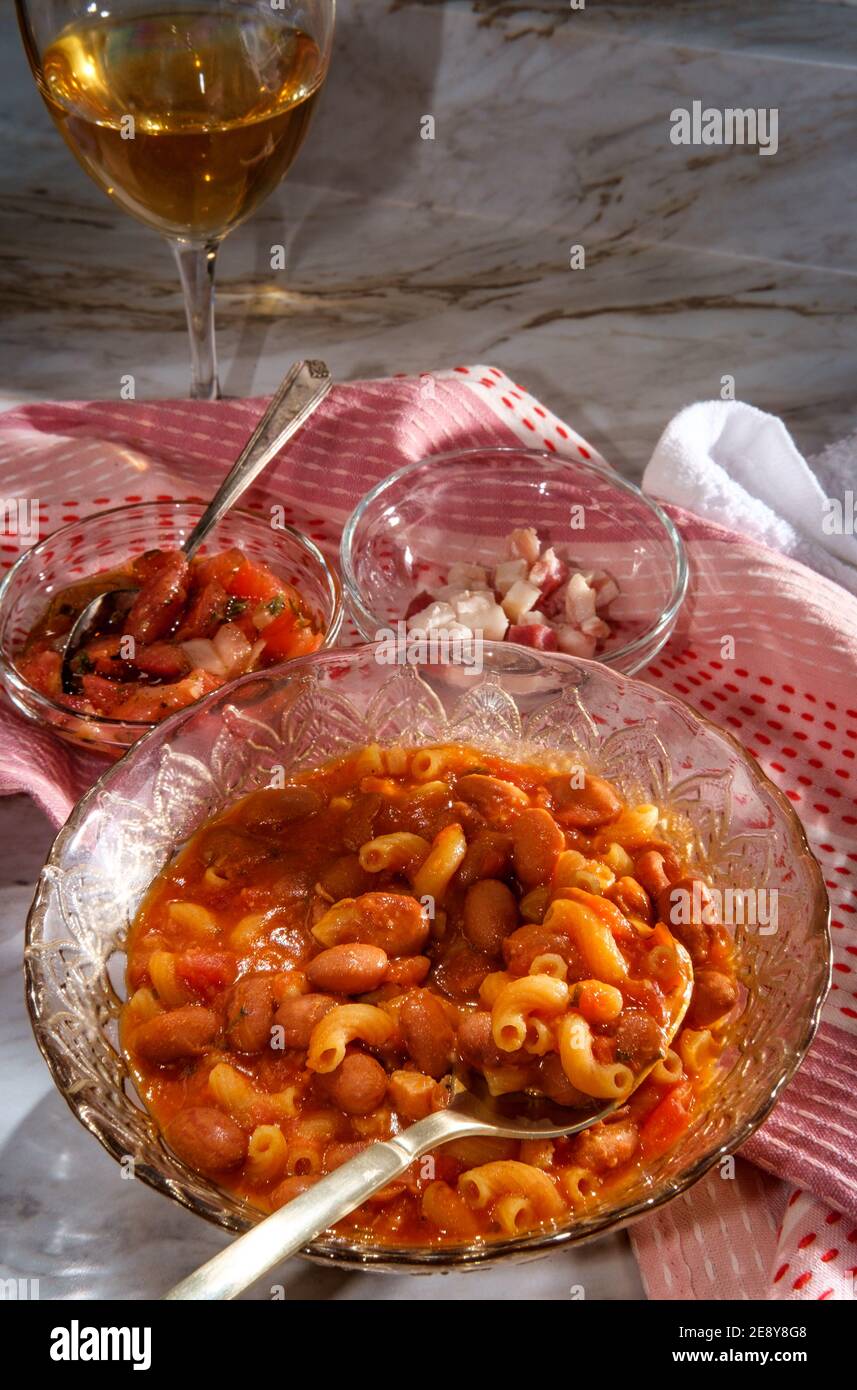 Traditional Italian peasant bean soup pasta e fagioli with elbow ...