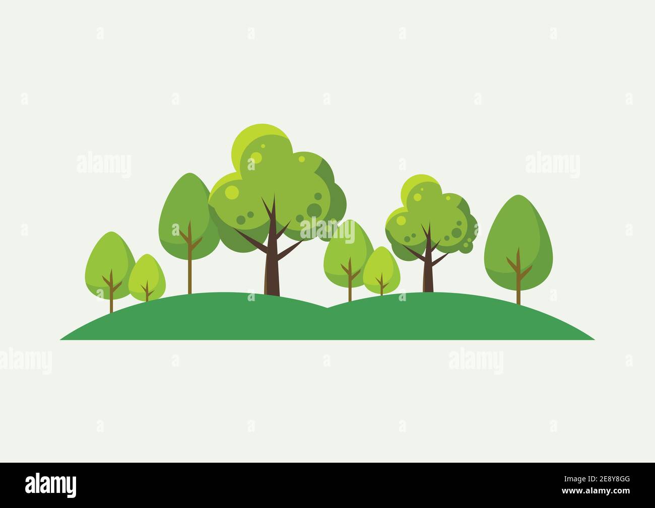 Trees landscape cartoon. Flat style design. Vector illustration Stock ...