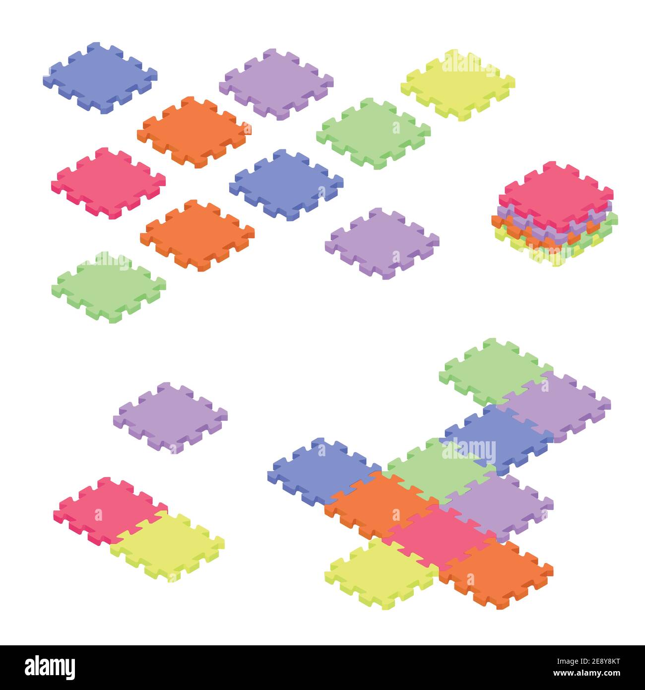 Colorful blank kids baby floor foam mat puzzle isometric view. Isolated ...