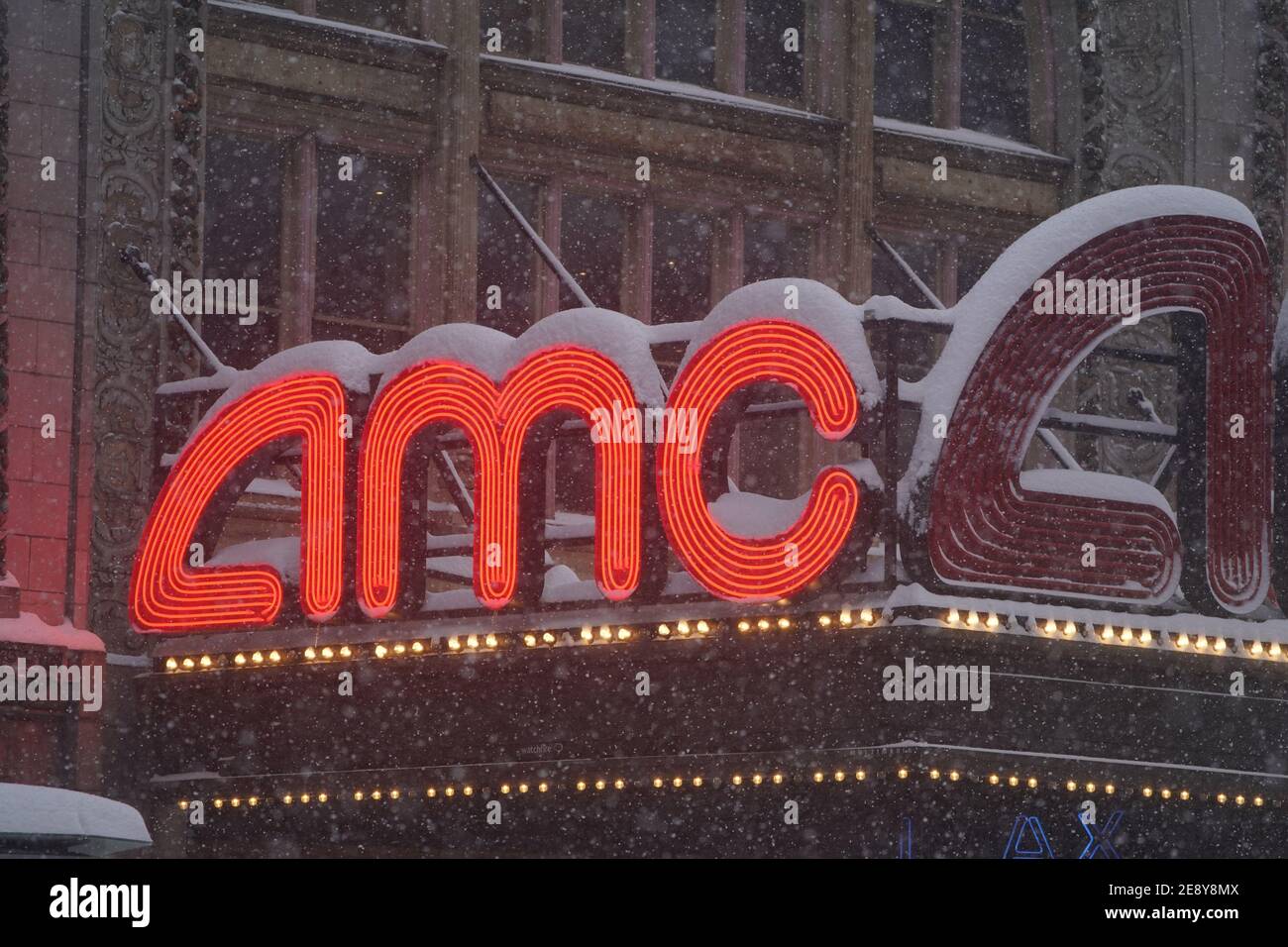 New York, New York, USA. 1st Feb, 2021. The AMC movie theater Times ...