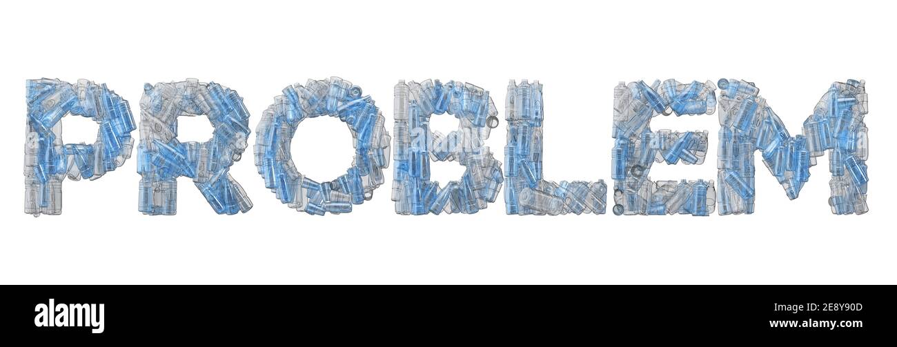 Problem word spelt out in empty plastic bottle font. 3D Rendering Stock ...