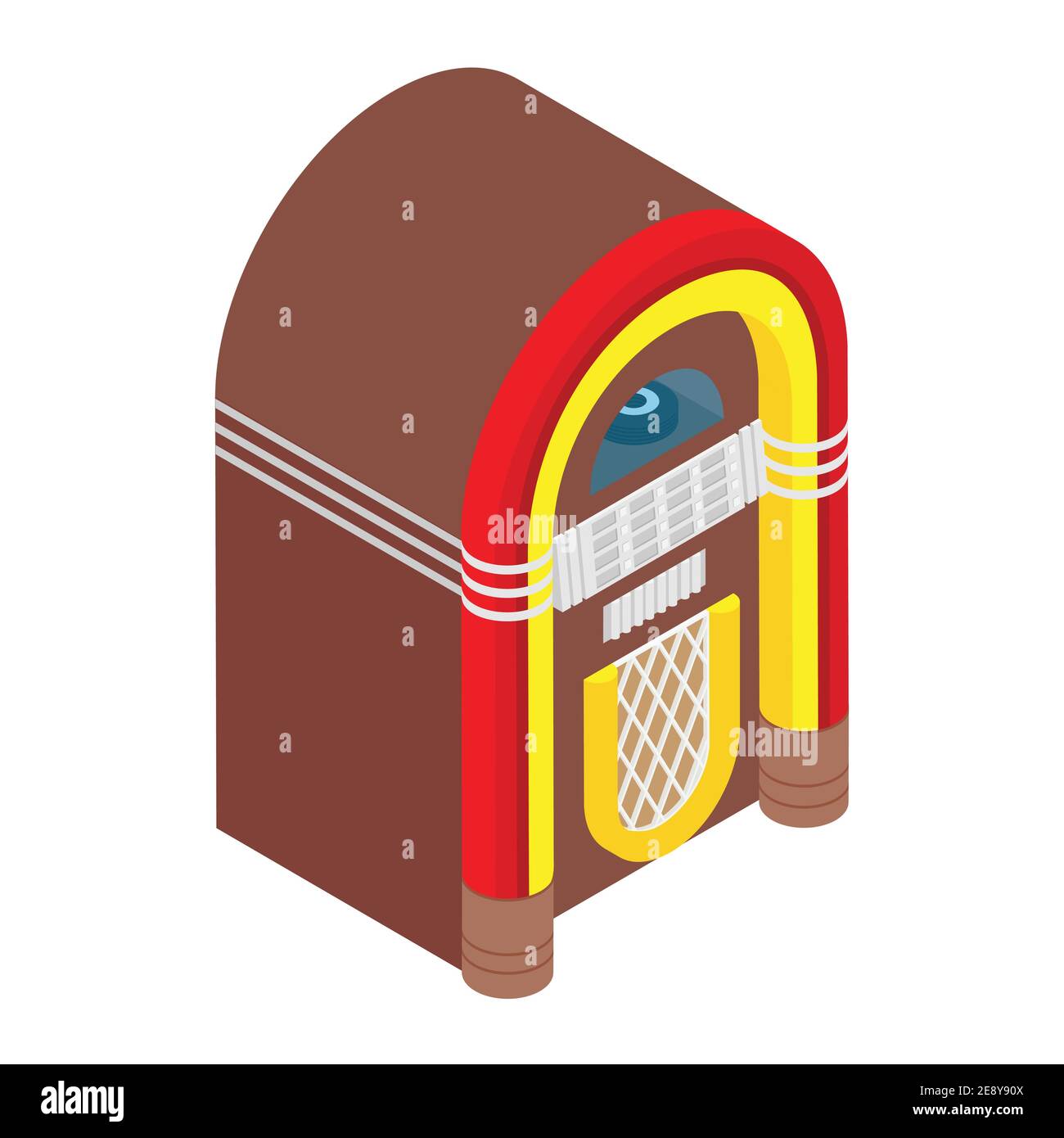 Vintage jukebox isolated on white background isometric view. Vector ...