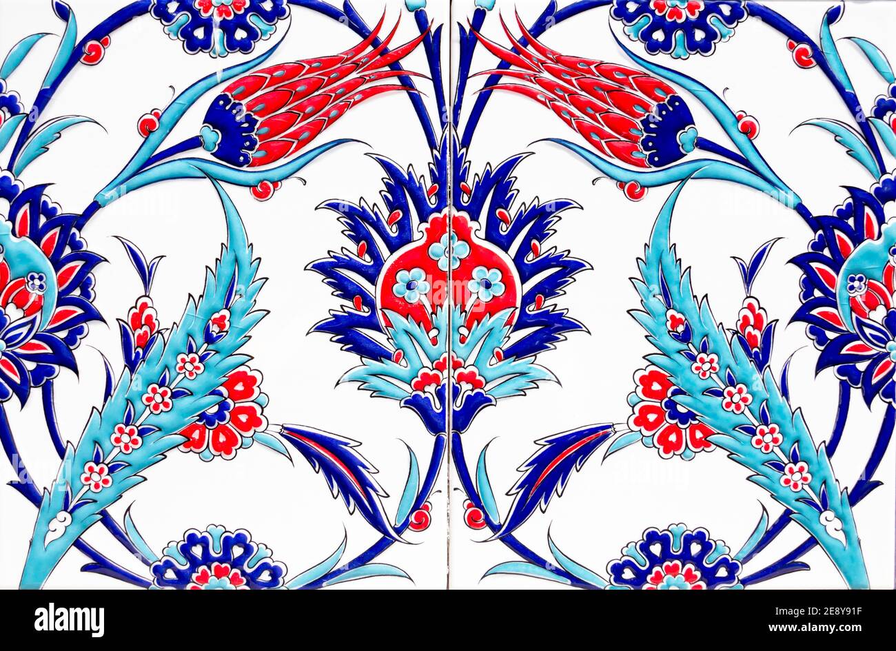 traditional turkish floral ornament on tiles Stock Photo - Alamy