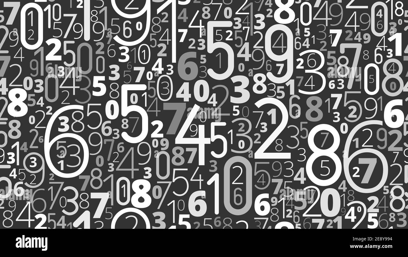 Many numbers different sizes vector pattern black and white seamless ...