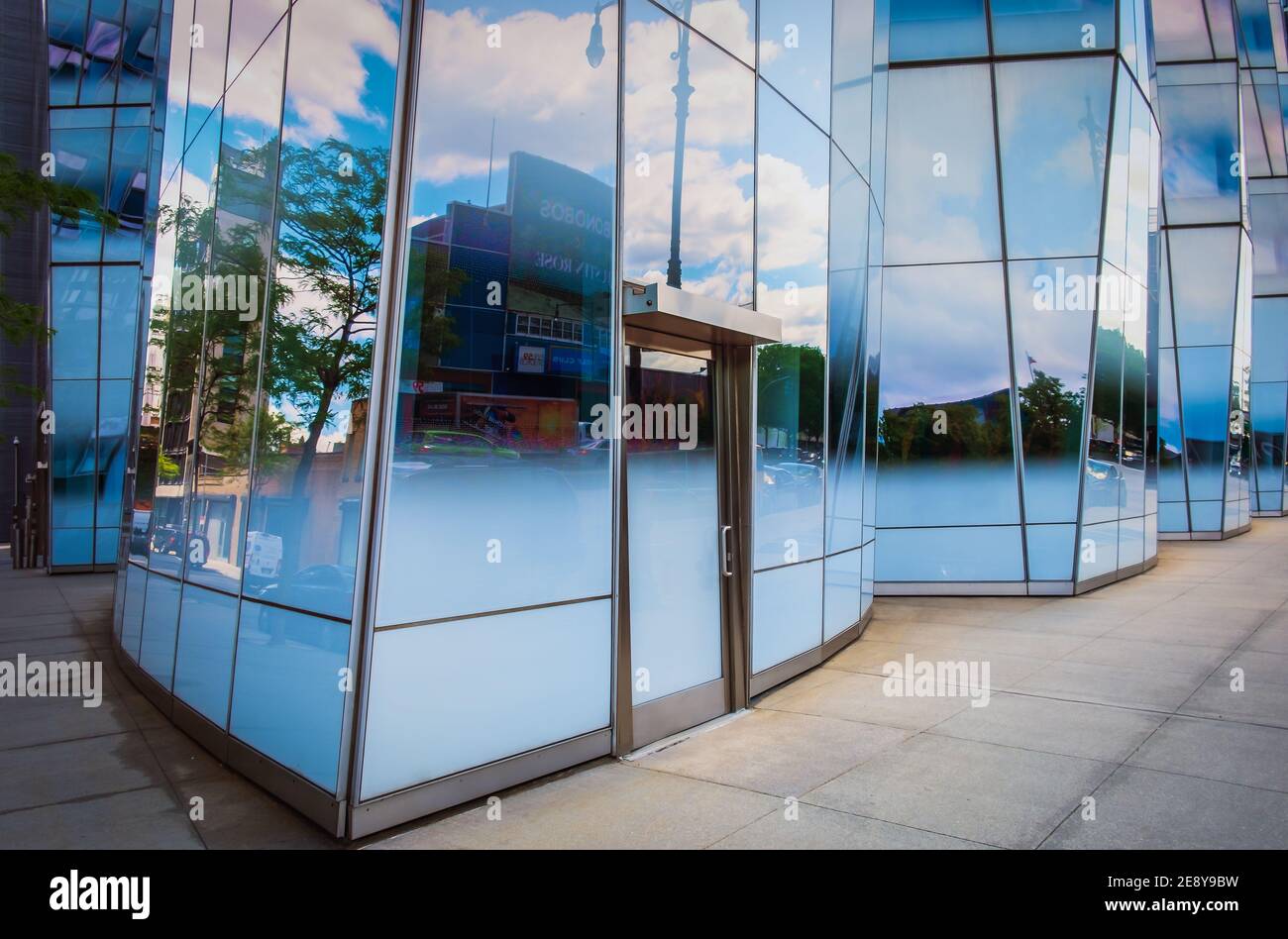 New York City, USA, May 2019, close up of the facade of the IAC ...