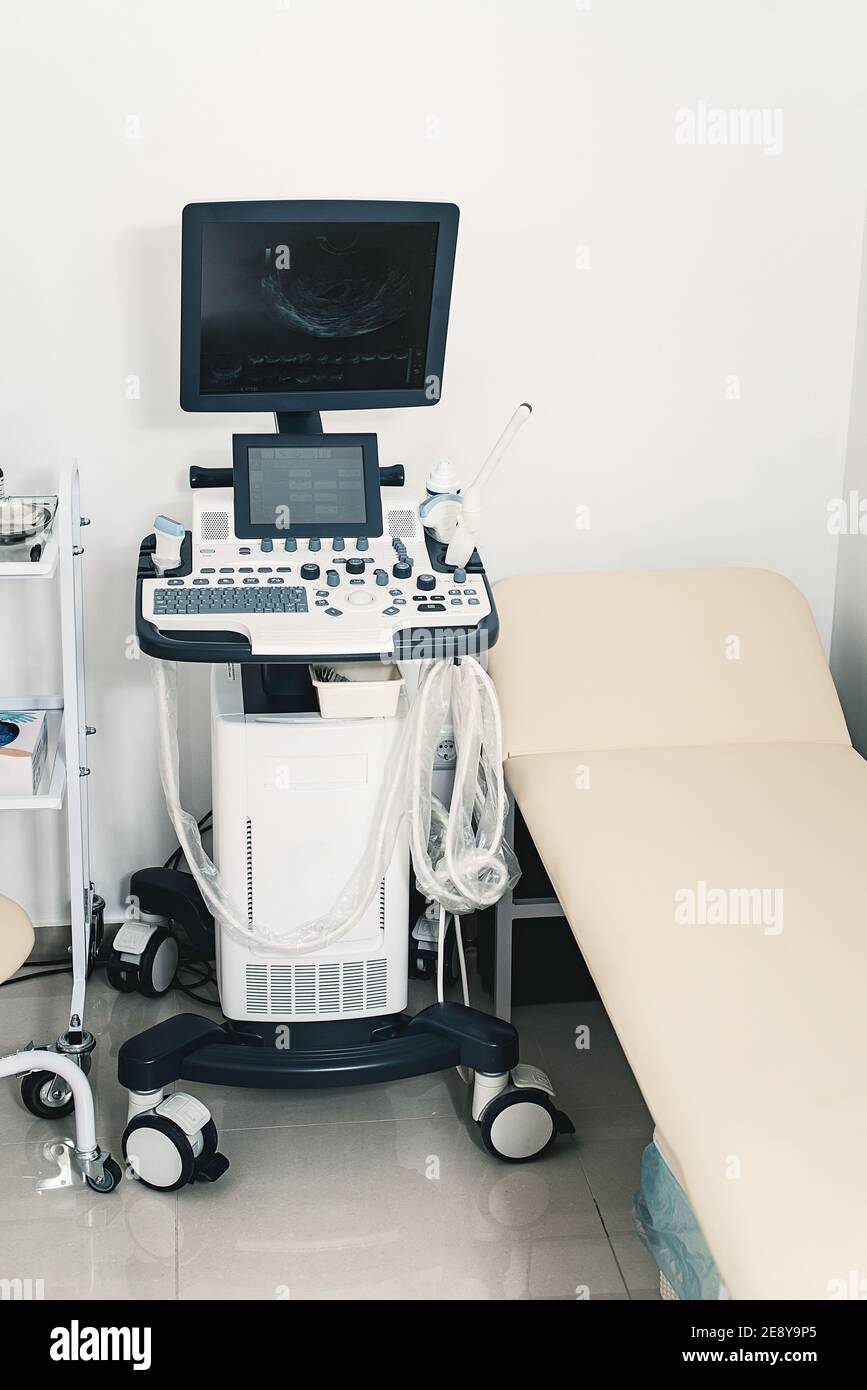 Medical equipments for ultrasonic diagnostics in a clinic. Interior of ...