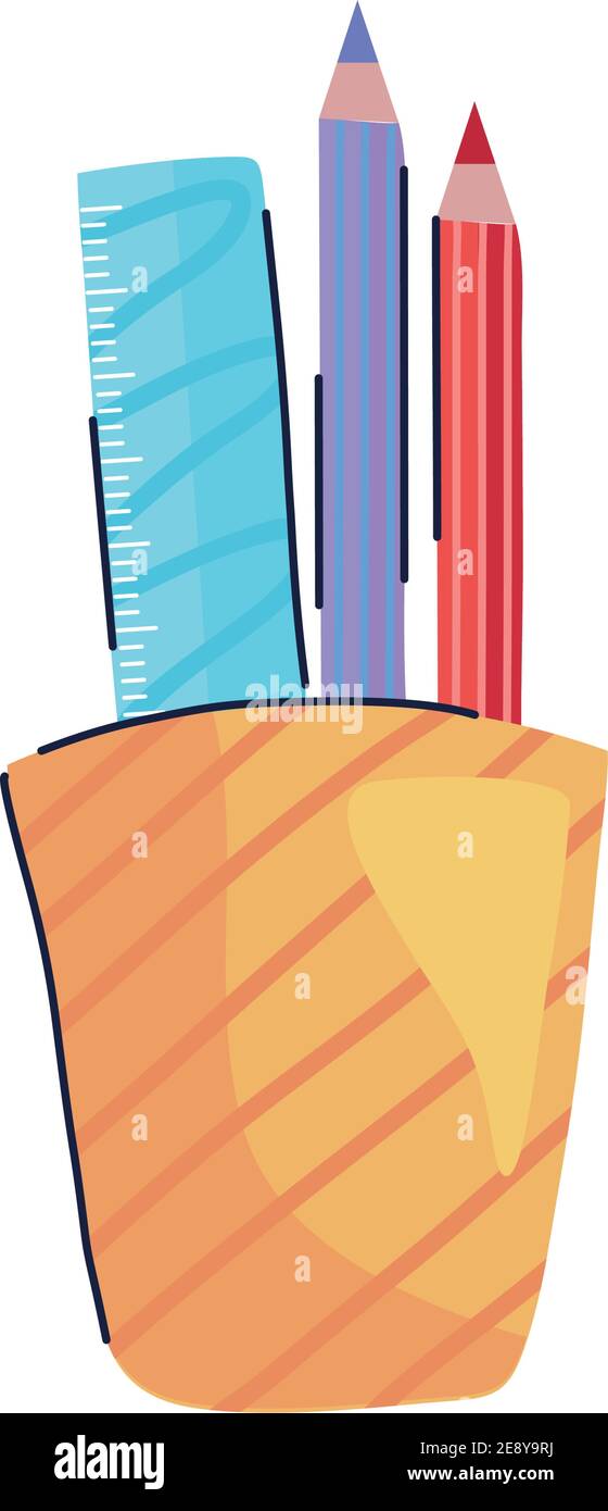 pencil holders with colors and rule Stock Vector Image & Art - Alamy