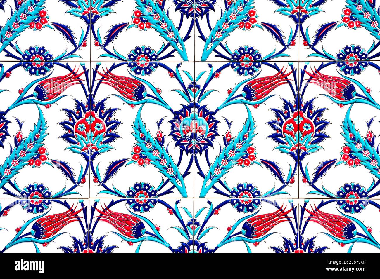 traditional turkish floral ornament on tiles Stock Photo - Alamy