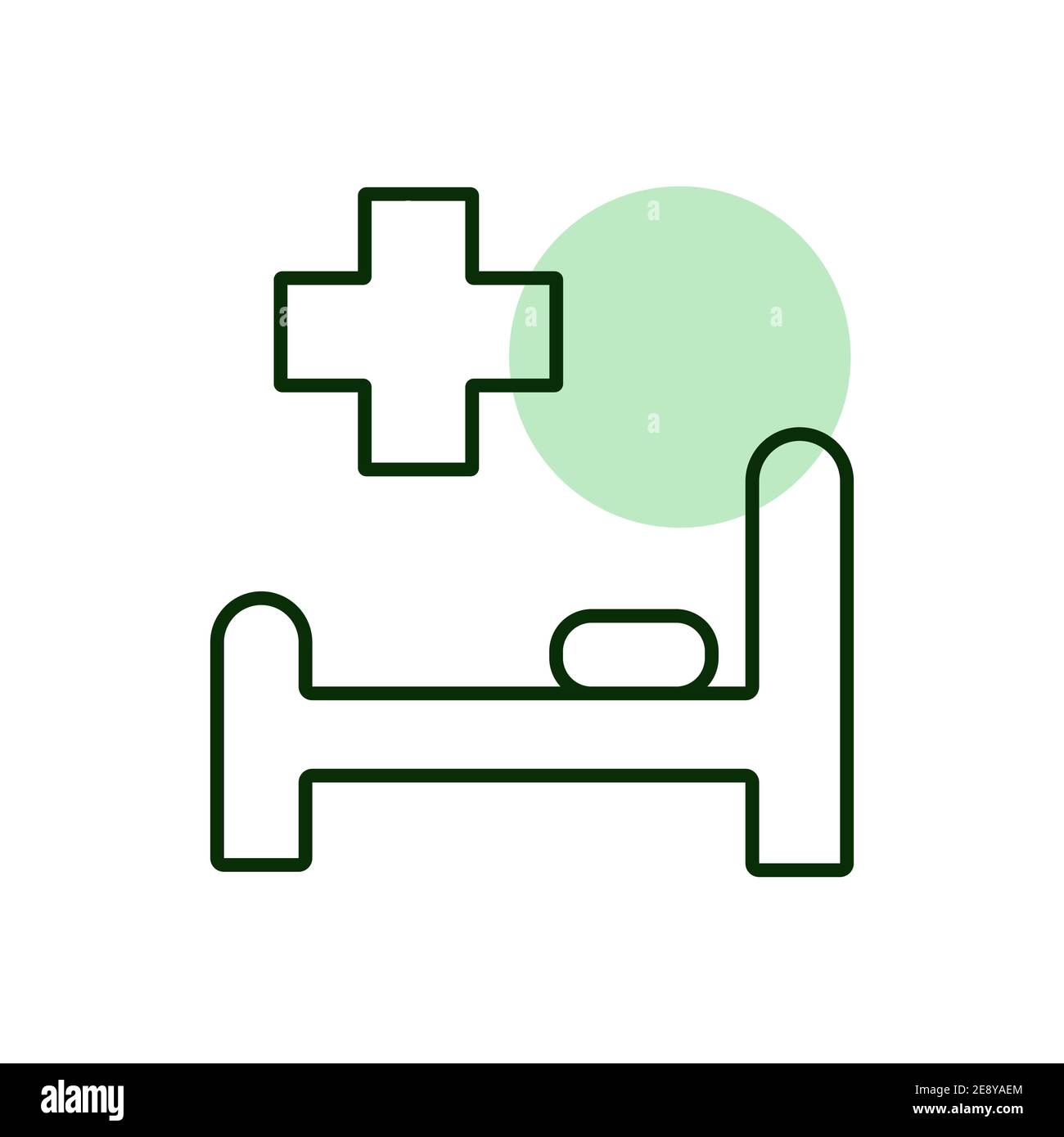 Hospital bed and cross vector icon. Medicine and healthcare, medical ...