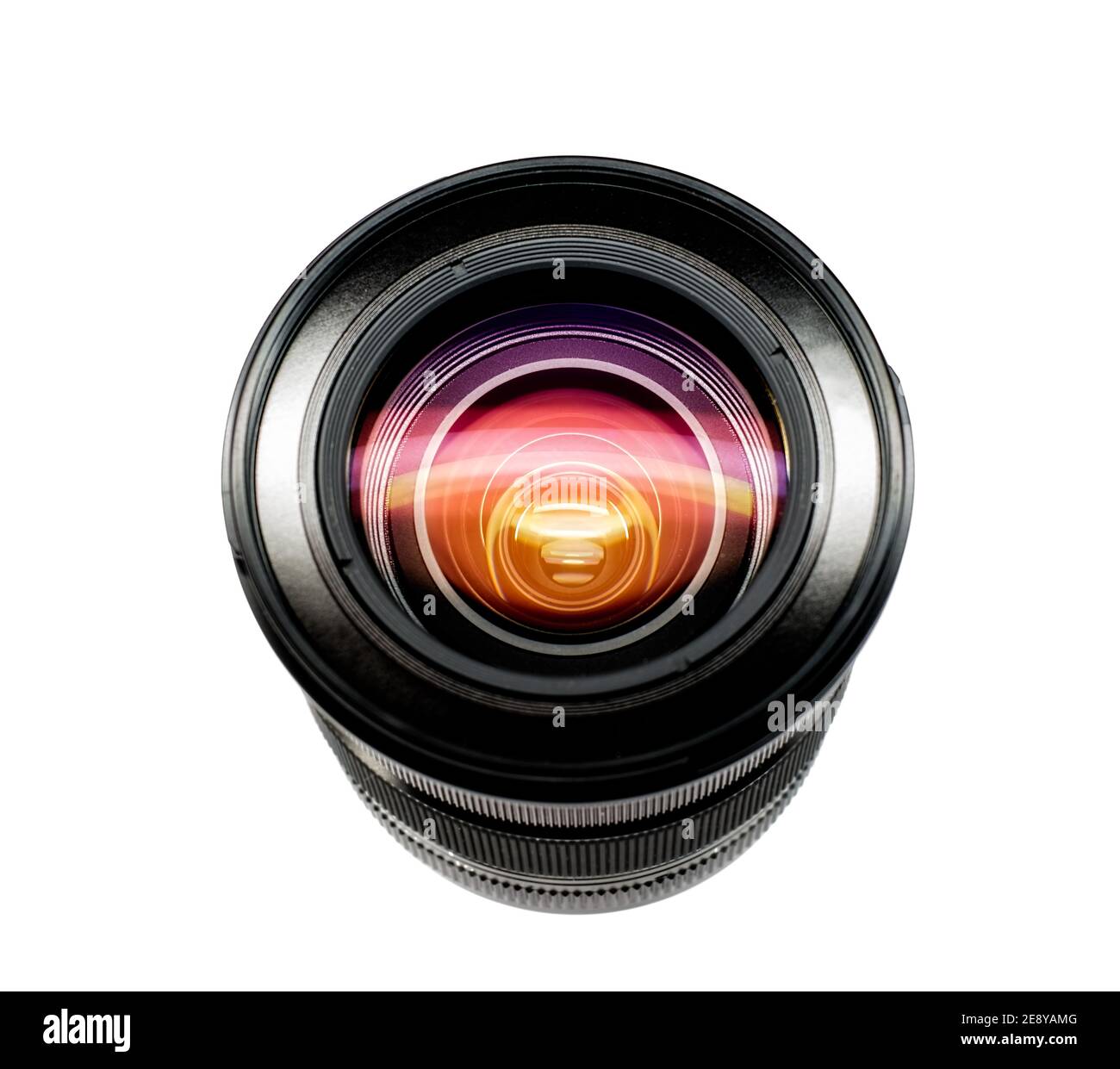 Photo Camera lens top view on white background Stock Photo - Alamy